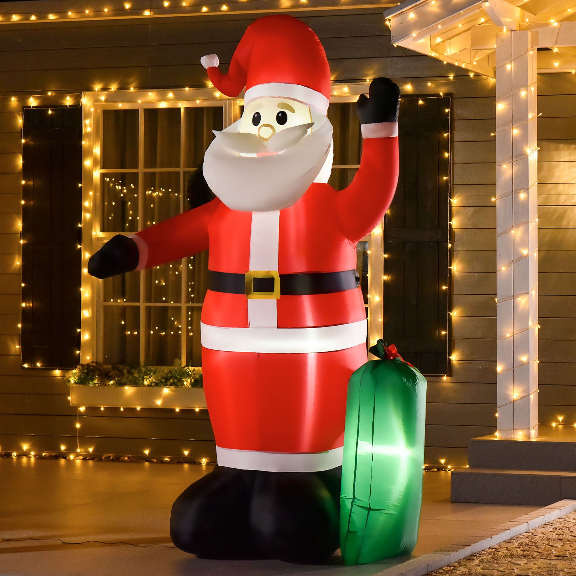 Homcom 8ft Christmas Inflatables Outdoor Decorations Santa Claus With