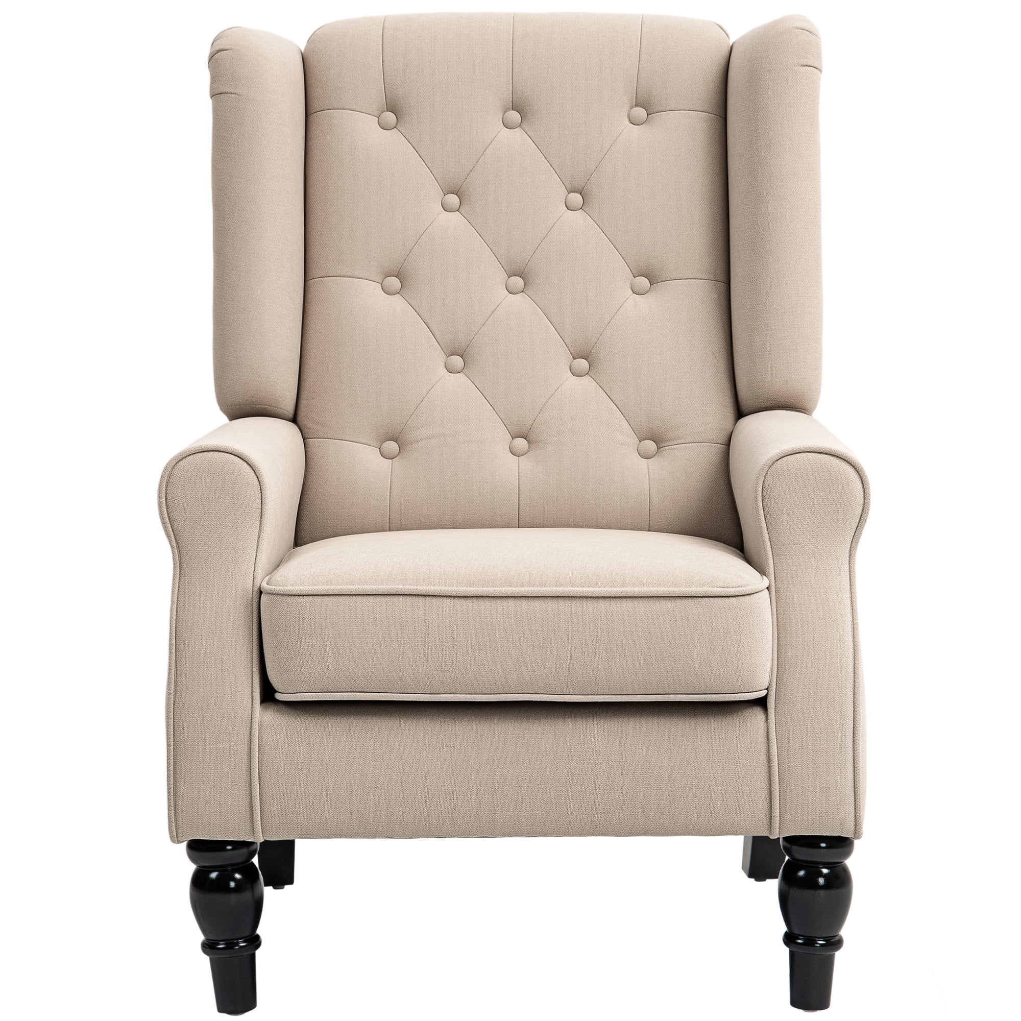 HOMCOM Accent Chair Button-Tufted Armchair with Wingback Round Arms ...