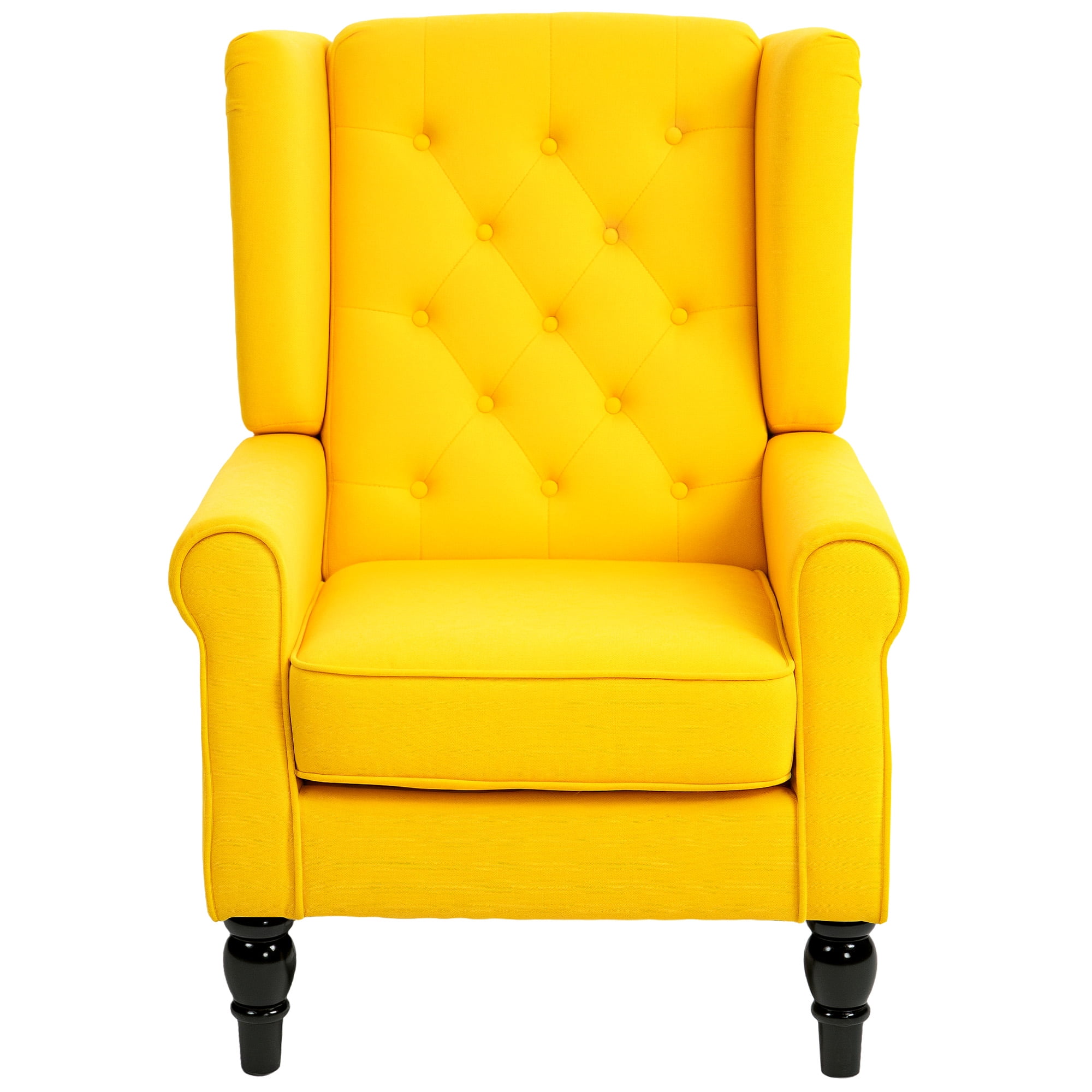 HOMCOM Accent Chair Button-Tufted Armchair with Wingback Round Arms ...