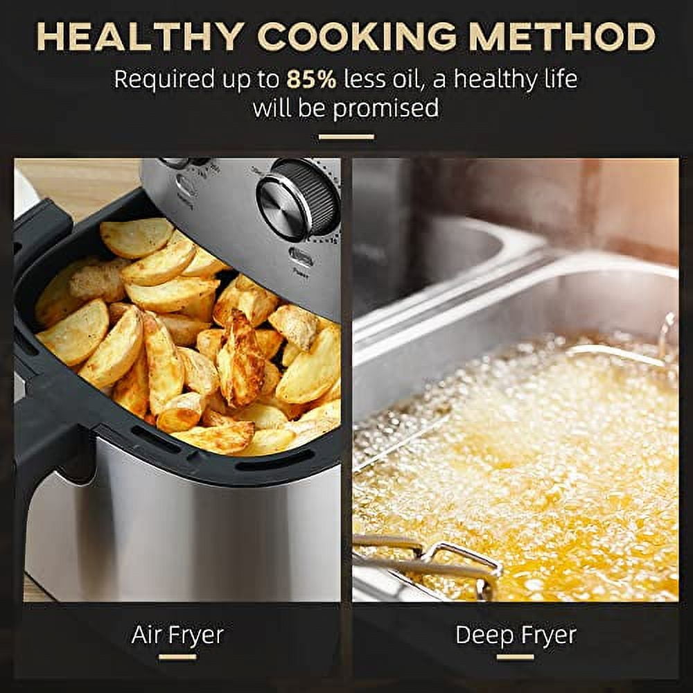 HOMCOM Air Fryer, 1700W 6.9 Quart Air Fryer Oven with 360° Air Circulation, Adjustable ...