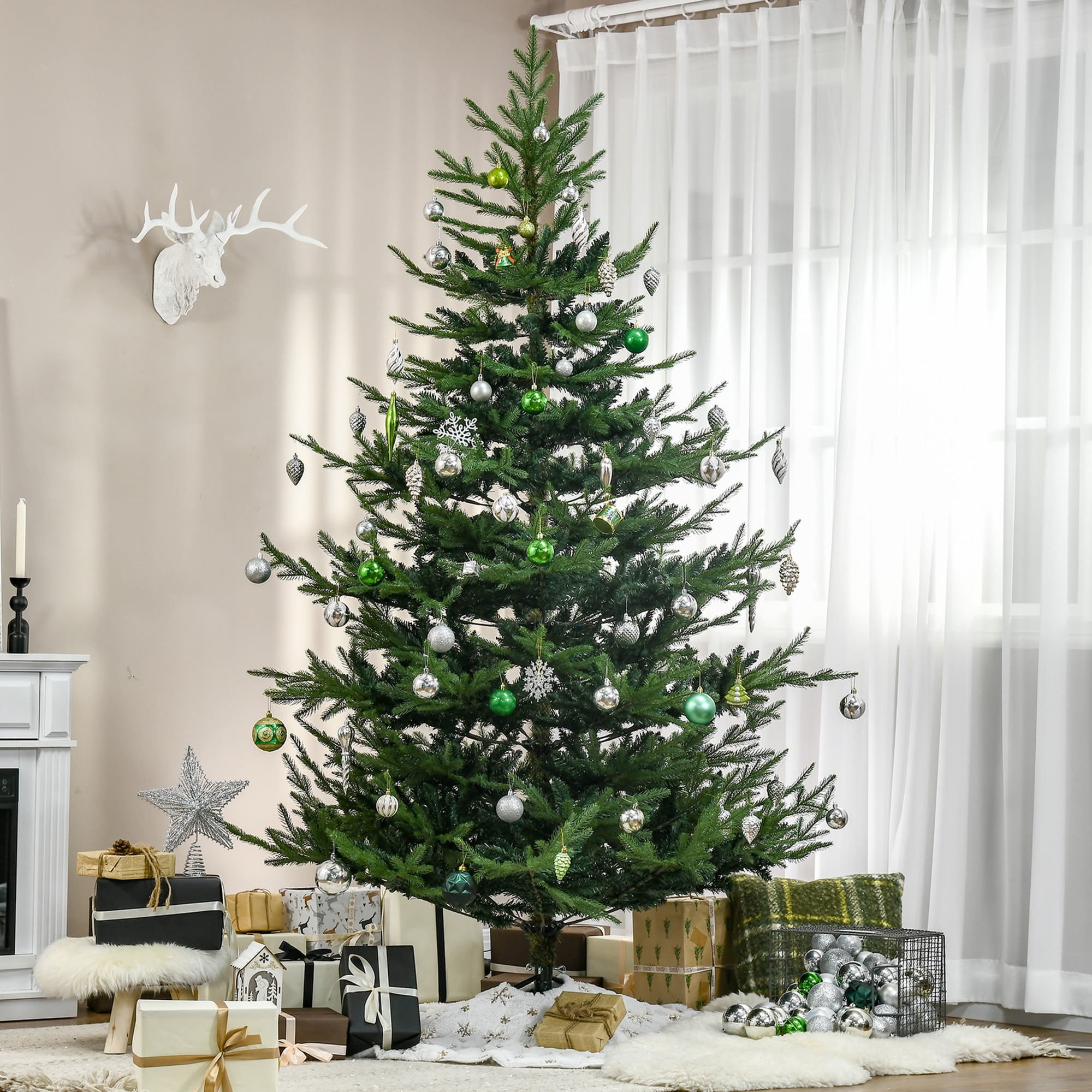 HOMCOM Artificial Christmas Tree Holiday Xmas Tree with Pine Shape ...