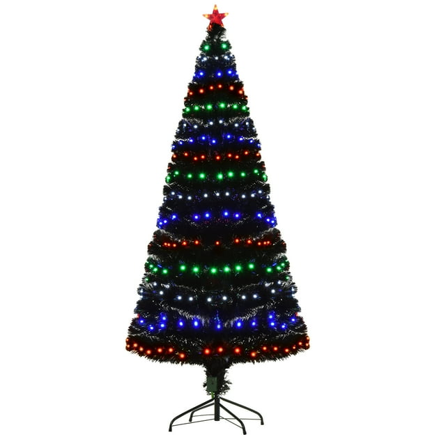 HOMCOM Artificial Tree Multi-Colored Pre-Lit Holiday Christmas ...