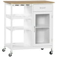 HOMCOM Rolling Kitchen Island Bar Cart with Wine Rack & Drawers ...