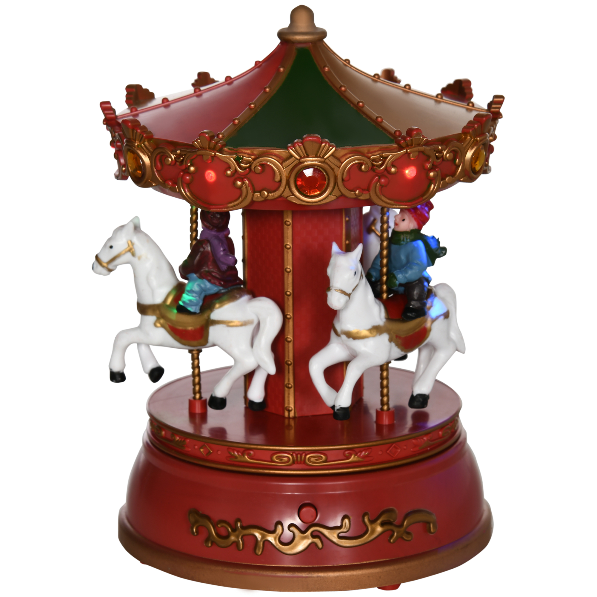 HOMCOM Carousel Music Box with LED Light Figurine 3-Horse Musical ...
