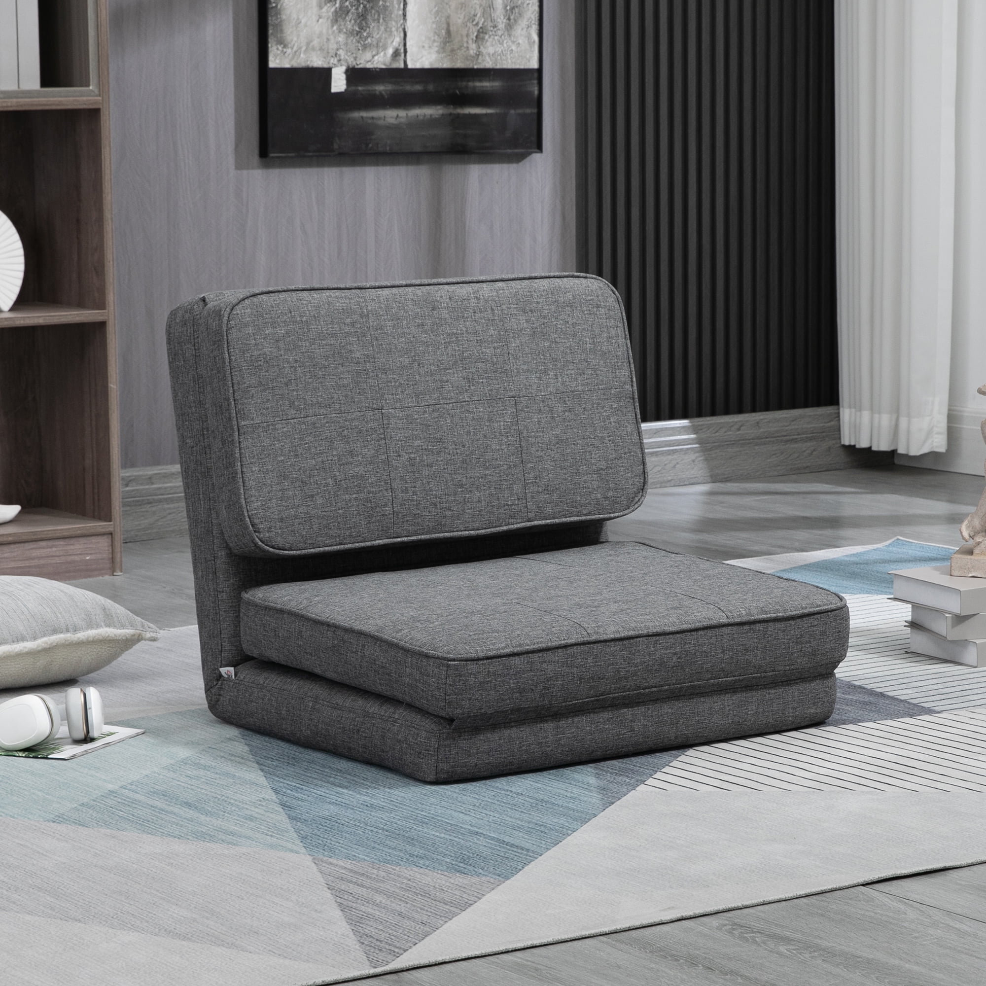 HOMCOM Convertible Flip Chair, Folding Sofa, Adjustable Guest Lounge ...