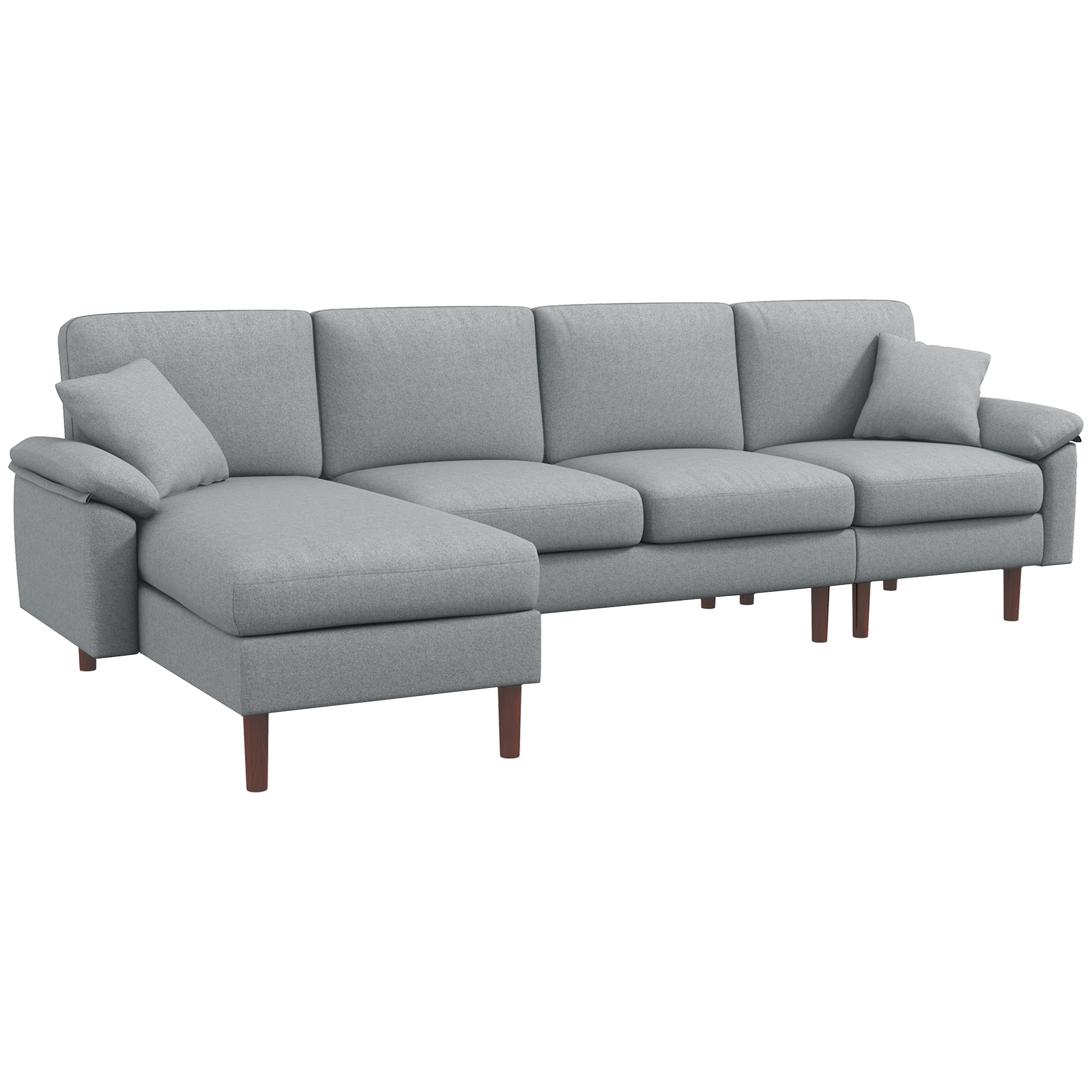 HOMCOM Convertible Sectional Sofa with Reversible Chaise Lounge, Gray ...