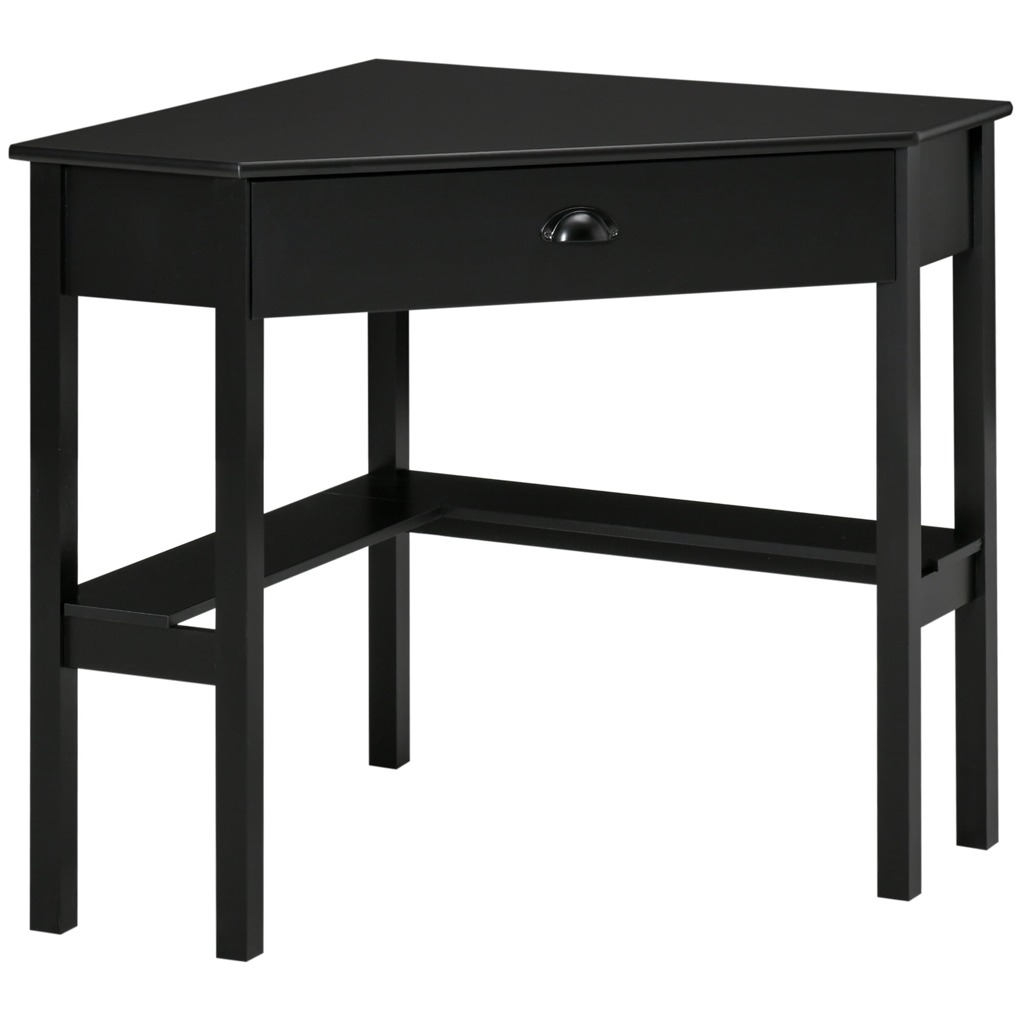 HOMCOM Corner Desk, Triangle Computer Desk with Drawer and Storage ...