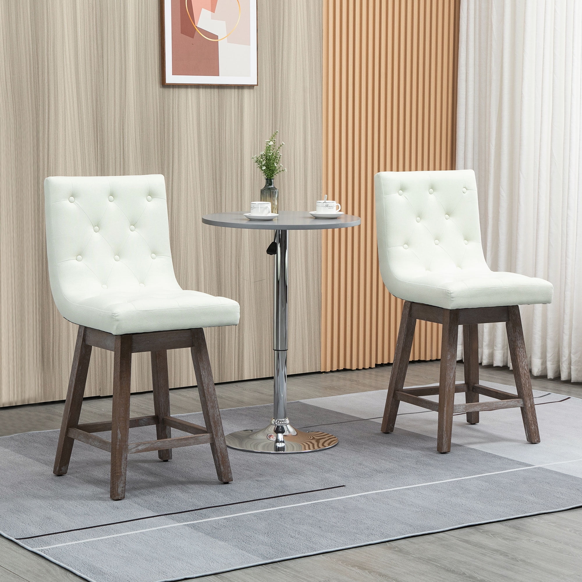 HOMCOM Modern Bar Stools, Counter Height Swivel Chairs for Kitchen ...