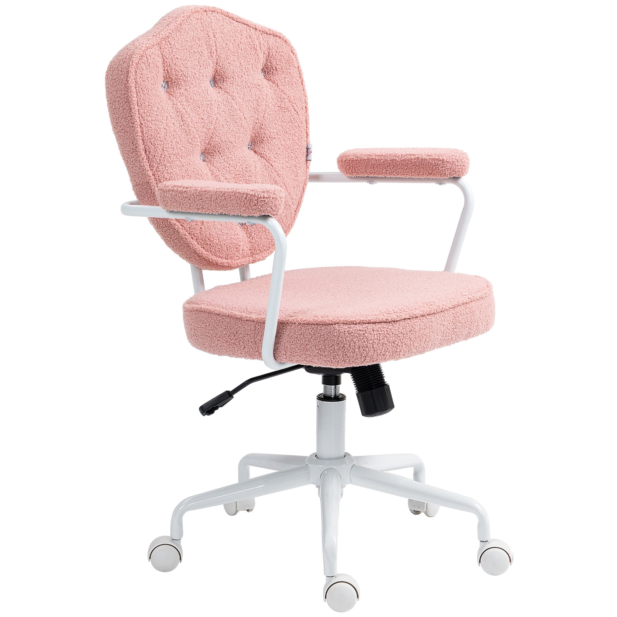 HOMCOM Cute Office Chair, Teddy Bear Fleece Vanity Chair, Pink ...