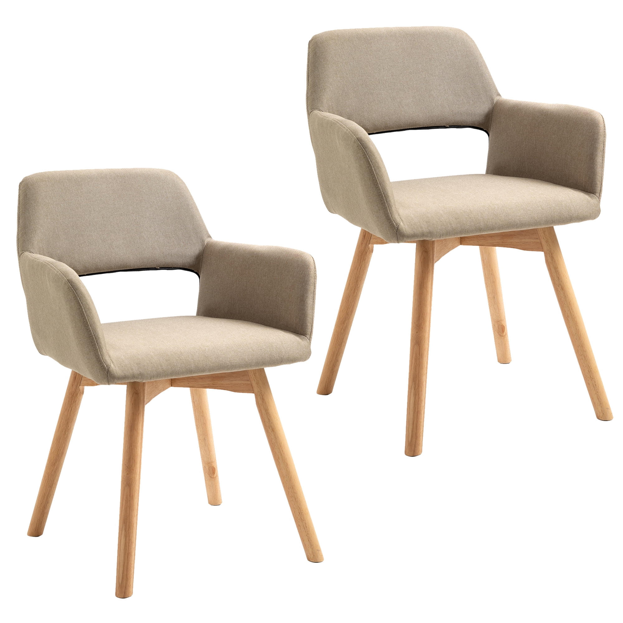 HOMCOM Dining Chairs Set of 2 Home Modern Accent Armchair for Bedroom ...
