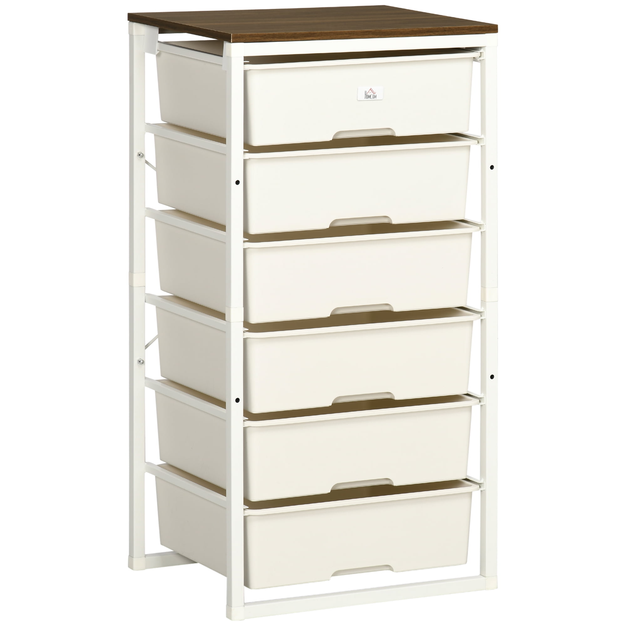 Homiyad Dresser Storage Drawers with 6 Plastic Bins and Steel Frame ...