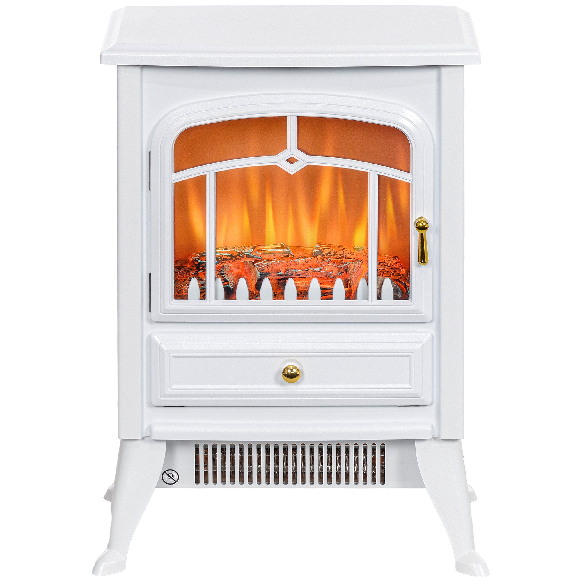 HOMCOM Electric Fireplace Heater with Realistic LED Flames White ...