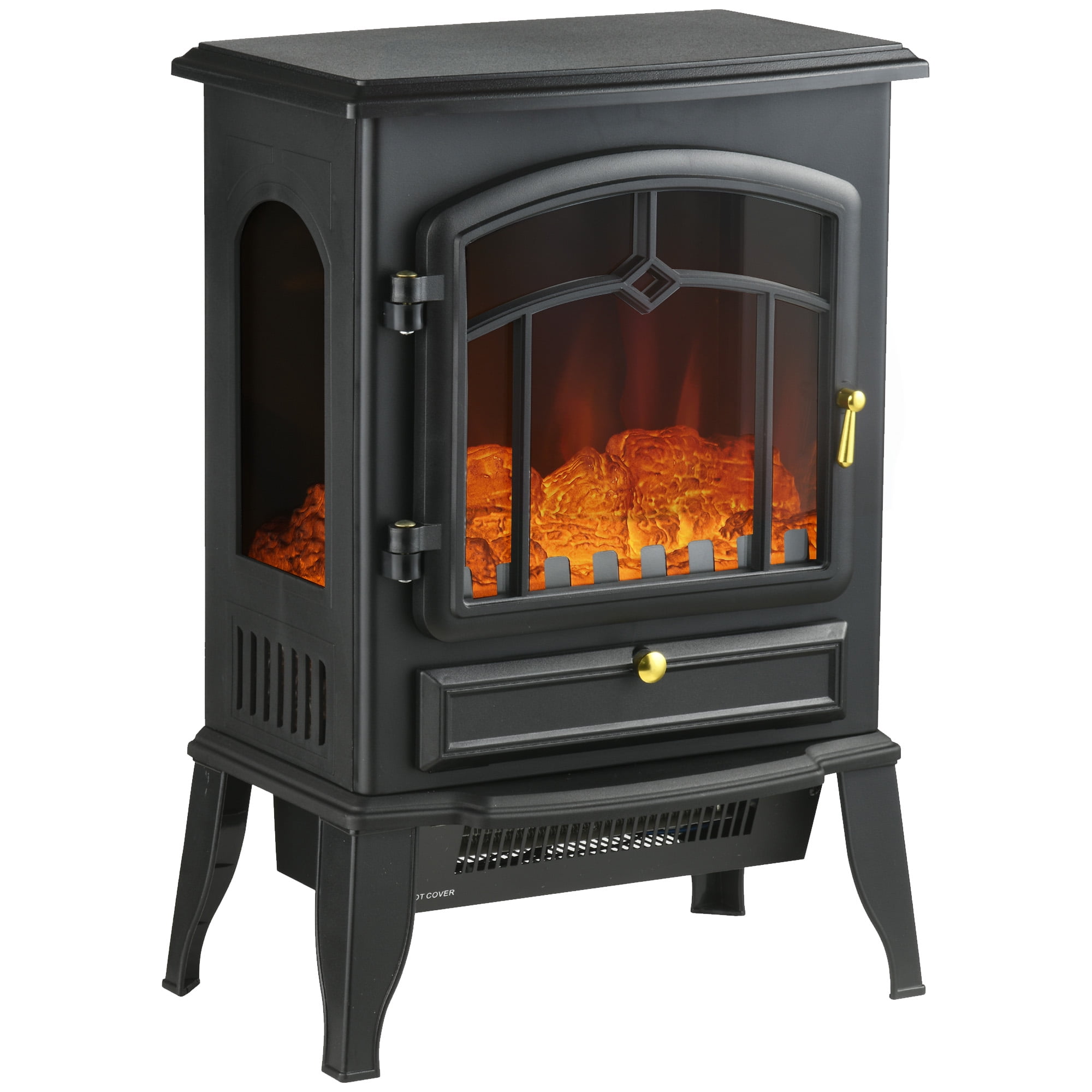 HOMCOM Electric Fireplace Stove, 22" Freestanding Fireplace Heater with ...