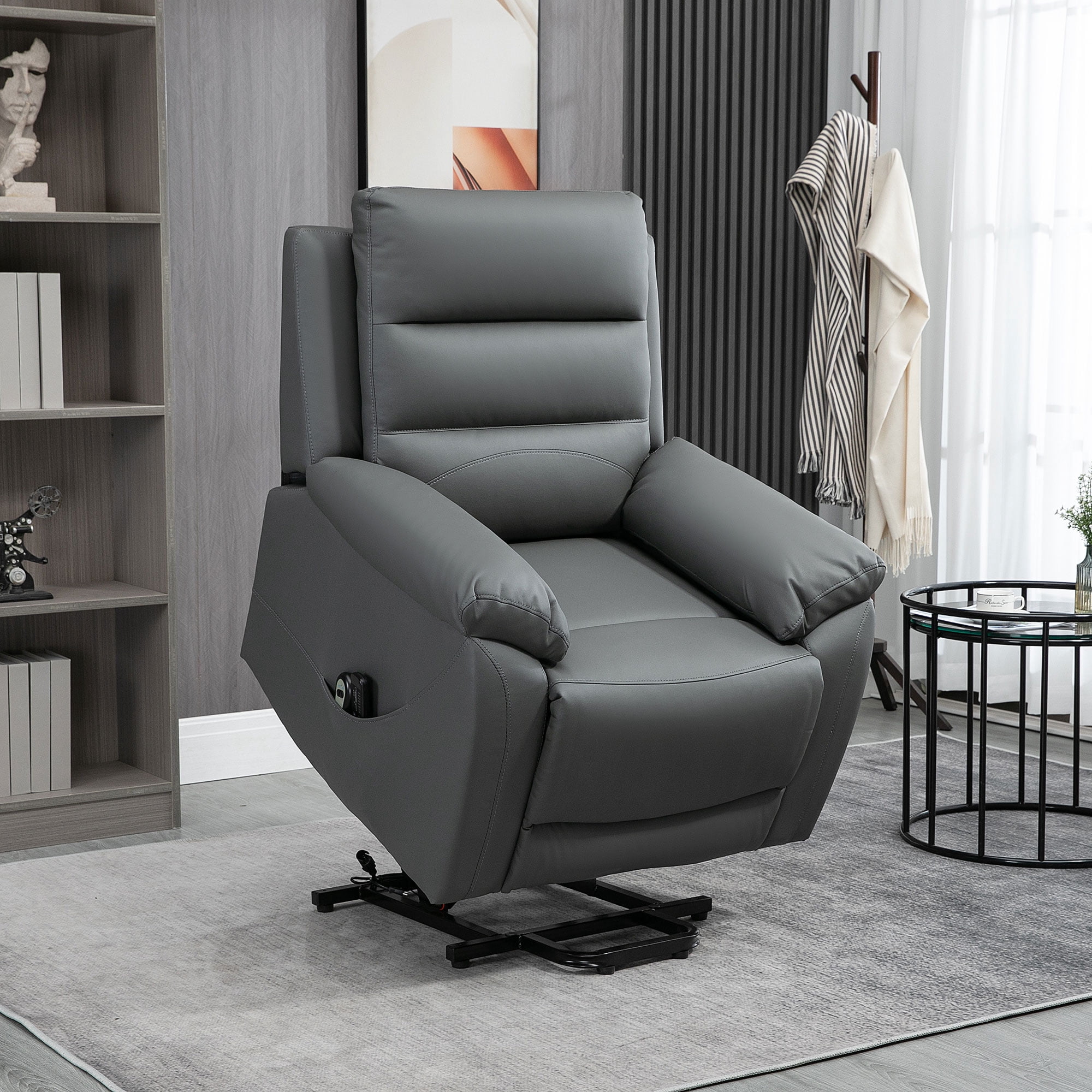 HOMCOM Electric Power Lift Chair for Elderly with Massage, Oversized ...