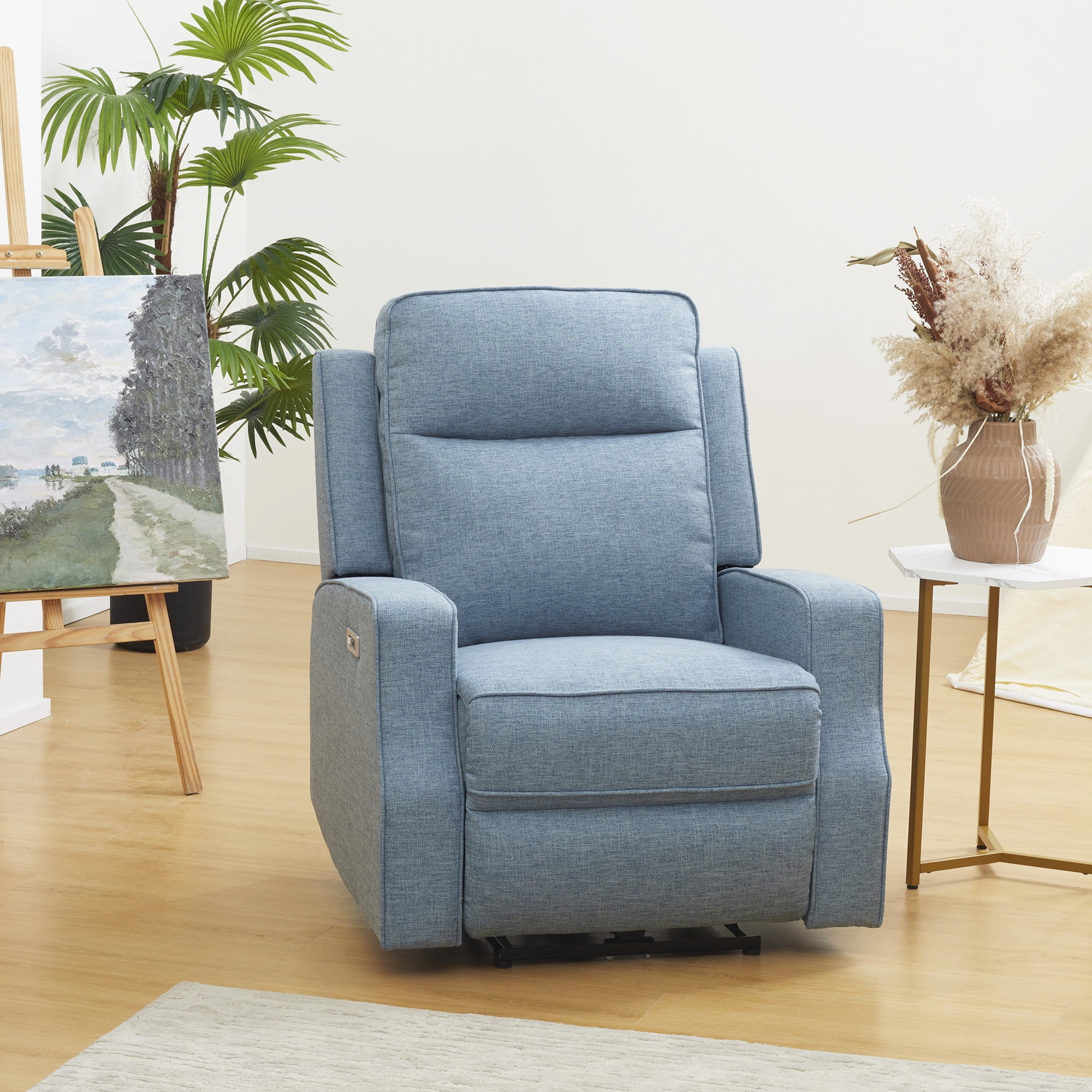 HOMCOM Easy Chair Electric Power Recliner with Extended Footrest, USB ...