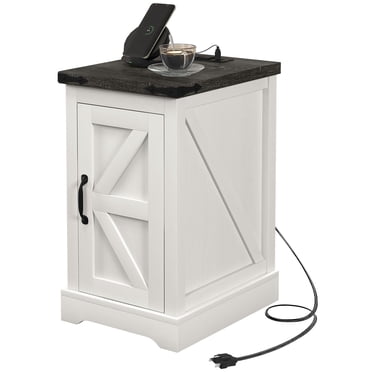 DecorTech Traditional Rectangular End Table with AC Power and USB ...