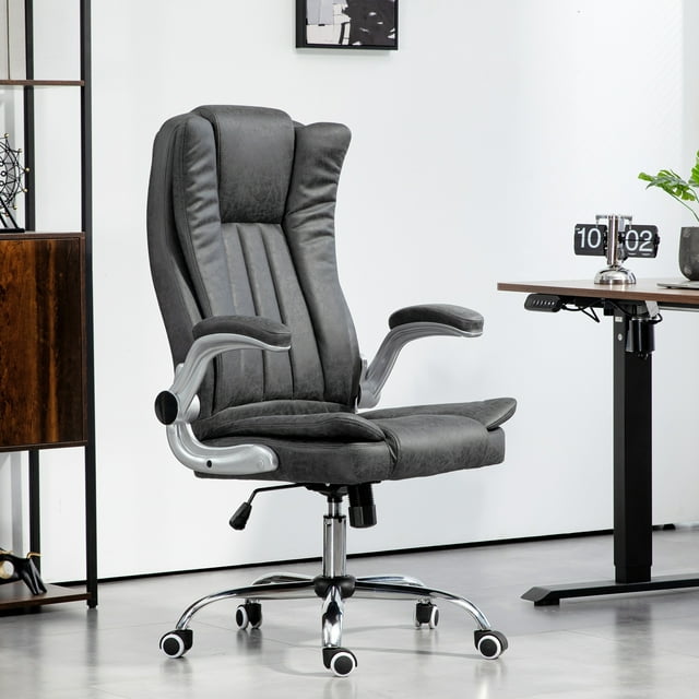 HOMCOM Executive Office Chair, Microfiber High Back Computer Desk Chair ...