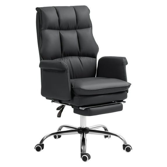 HOMCOM Executive Office Chair, PU Leather Ergonomic Office Desk Chair ...