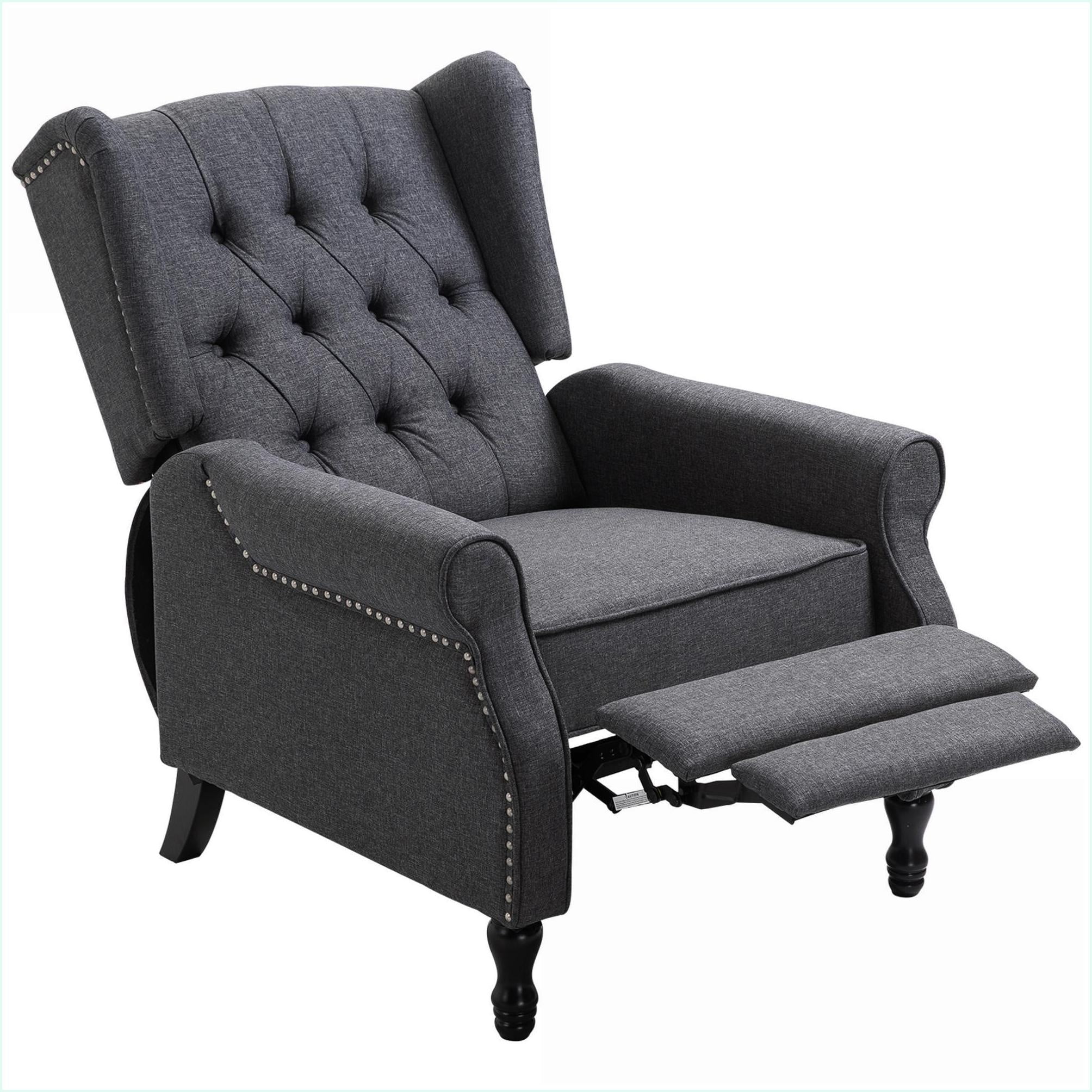 HOMCOM Fabric Wingback Recliner with Footrest, Tufted Push Back Accent ...