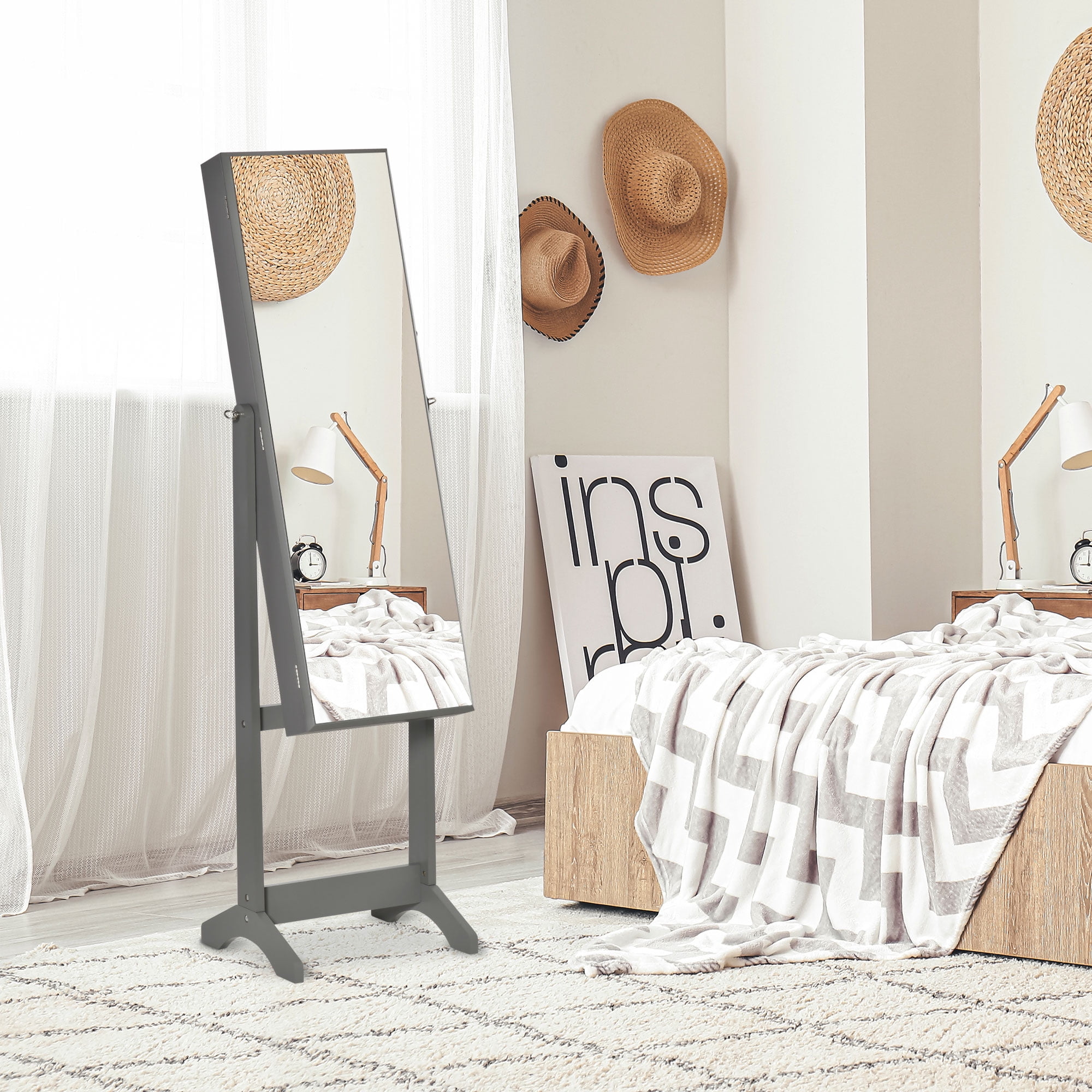 Free Shipping! HOMCOM Floor Standing Jewelry Cabinet, Lockable Jewelry ...