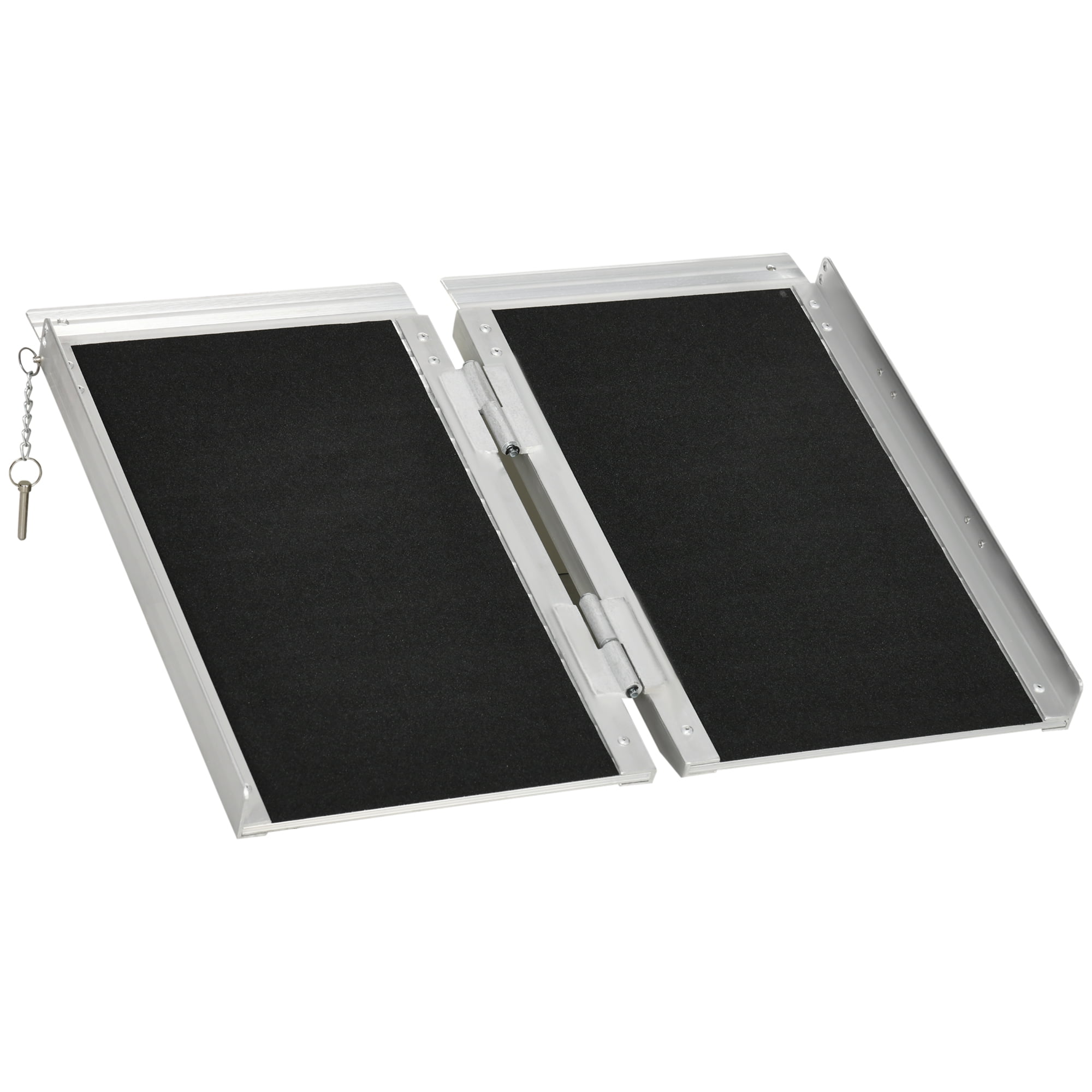 HOMCOM Portable, Foldable Aluminum Wheelchair Ramp, Anti-Slip, 600lbs ...