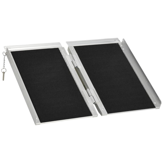 HOMCOM Portable, Foldable Aluminum Wheelchair Ramp, Anti-Slip, 600lbs ...