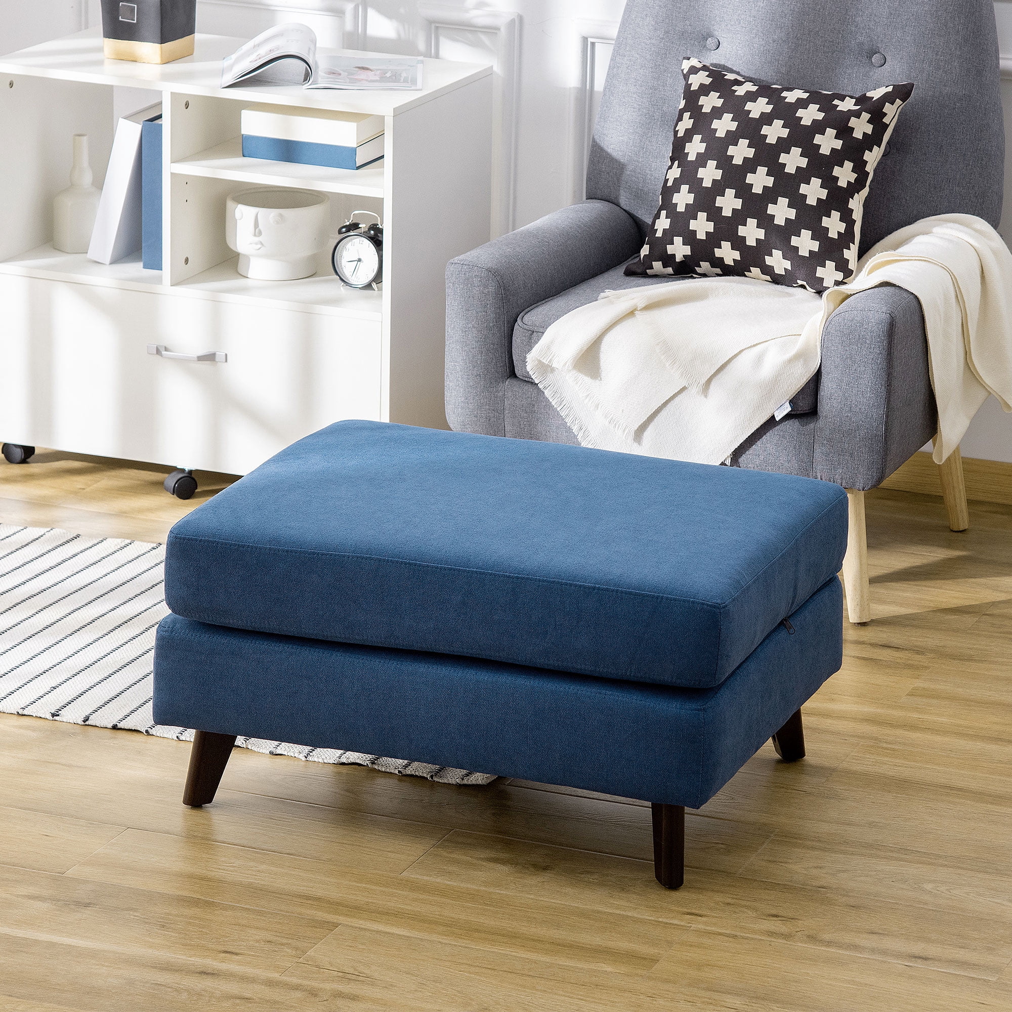 HOMCOM Folding Ottoman Sleeper, Convertible Fabric Bed, Blue - Walmart.com