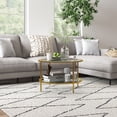HOMCOM Gold Round Side Table with Storage, 26" Glass Coffee Table ...