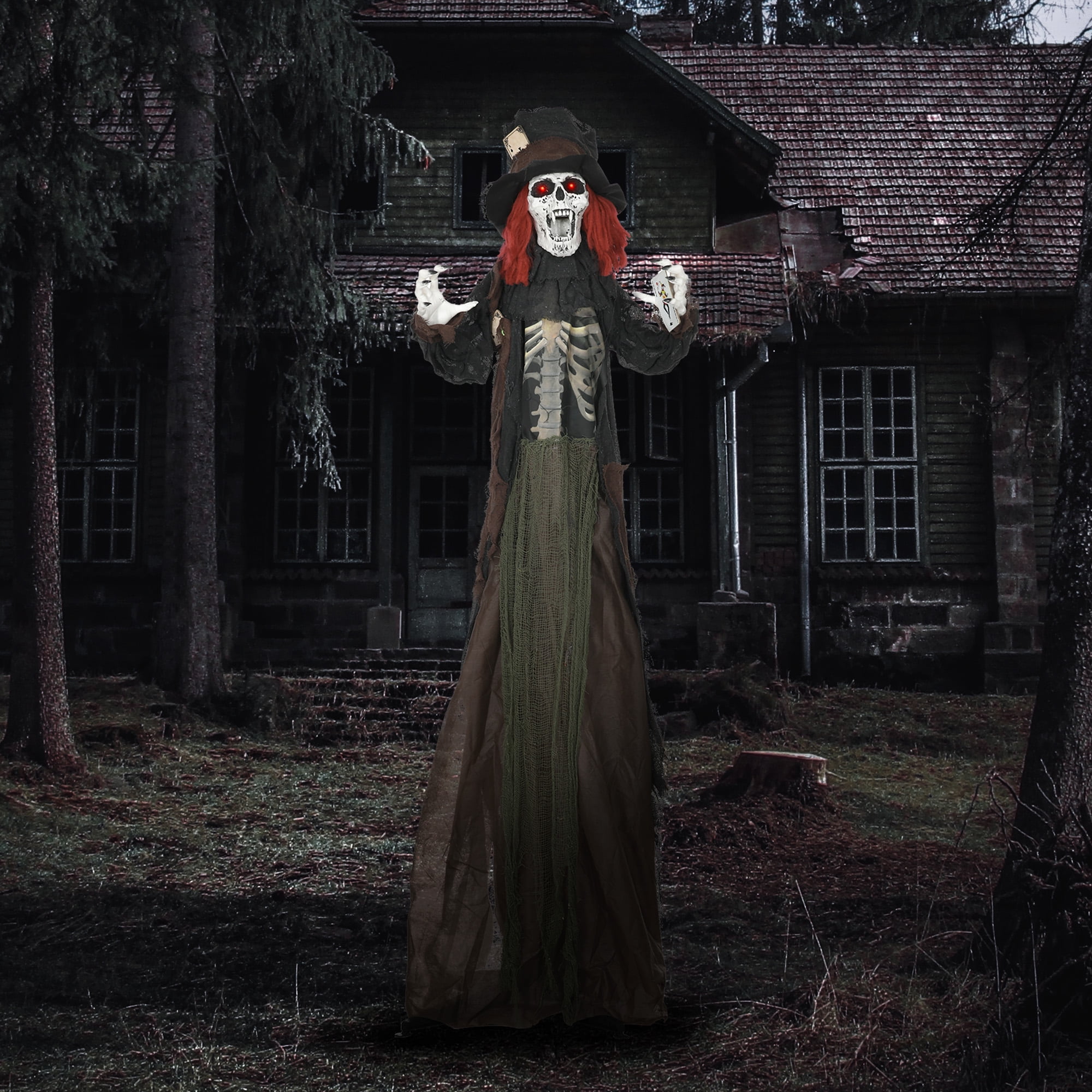 HOMCOM Halloween Animatronic Zombie with Sound & Motion Activated Light ...