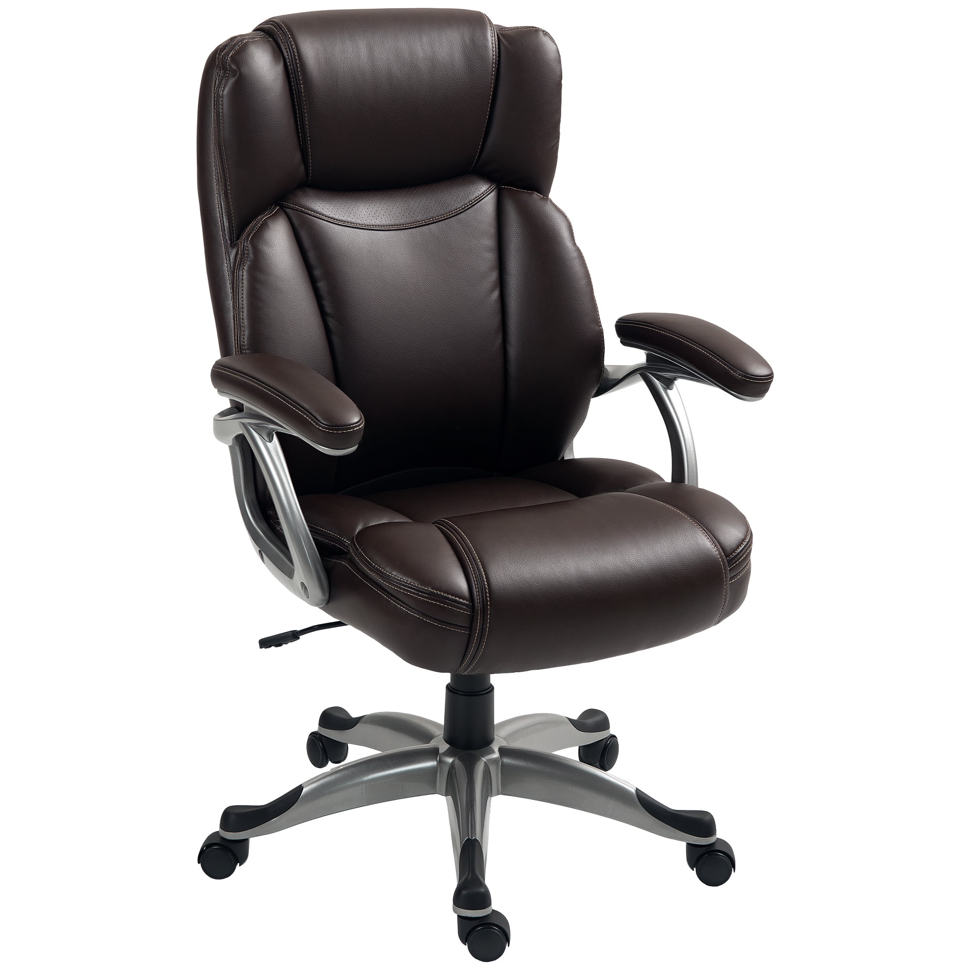 HOMCOM High Back Office Chair, Tilting Swivel Computer Chair, Brown ...