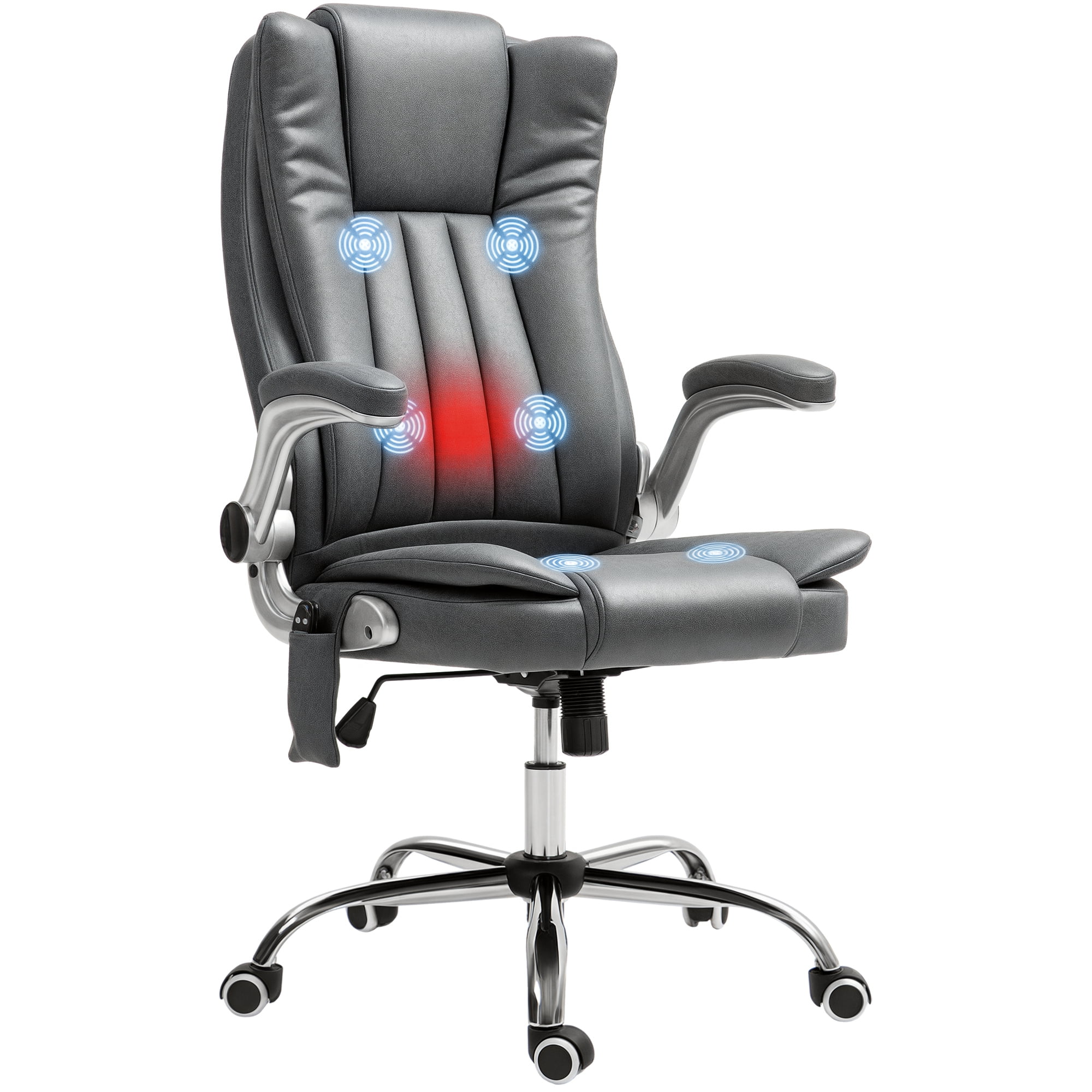 HOMCOM High Back Vibration Massage Office Chair, Leathaire Heated ...