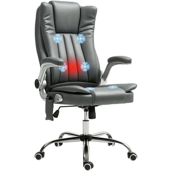 HOMCOM High Back Vibration Massage Office Chair Leathaire Heated ...
