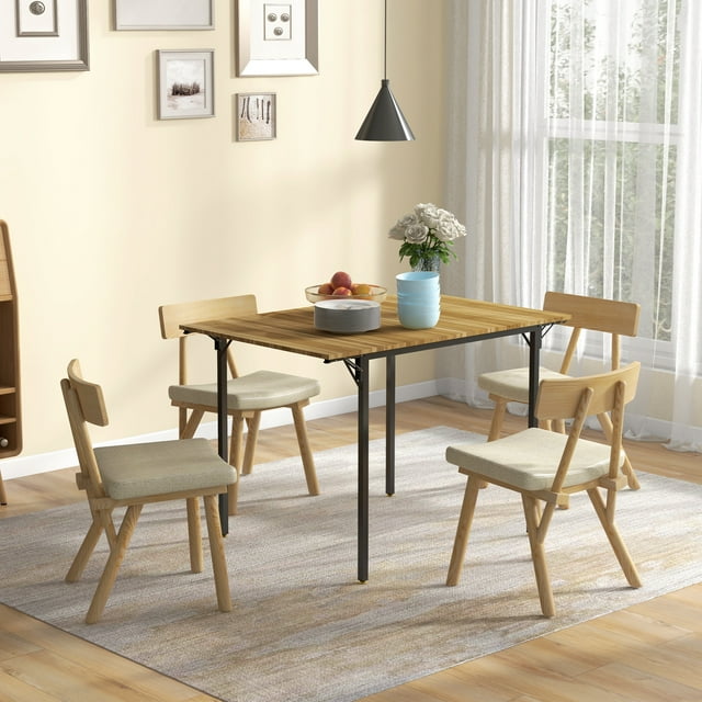 HOMCOM Industrial Folding Dining Table for 2 to 4 Person, Drop Leaf ...