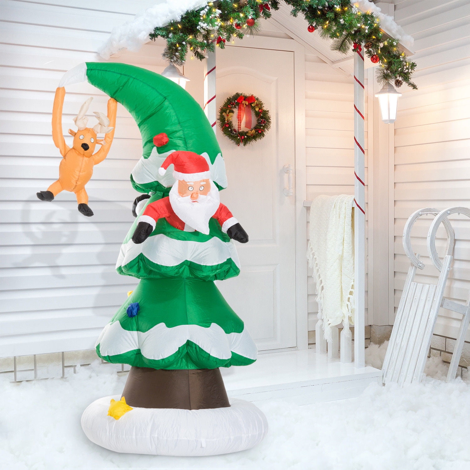 Homcom Inflatable Christmas Outdoor Lighted Yard Decoration Santa
