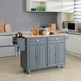 HOMCOM Solid Wood Top Kitchen Cart Island with Storage and Wheels ...