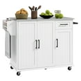 HOMCOM Kitchen Island with Storage, Rolling Kitchen Island on Wheels ...