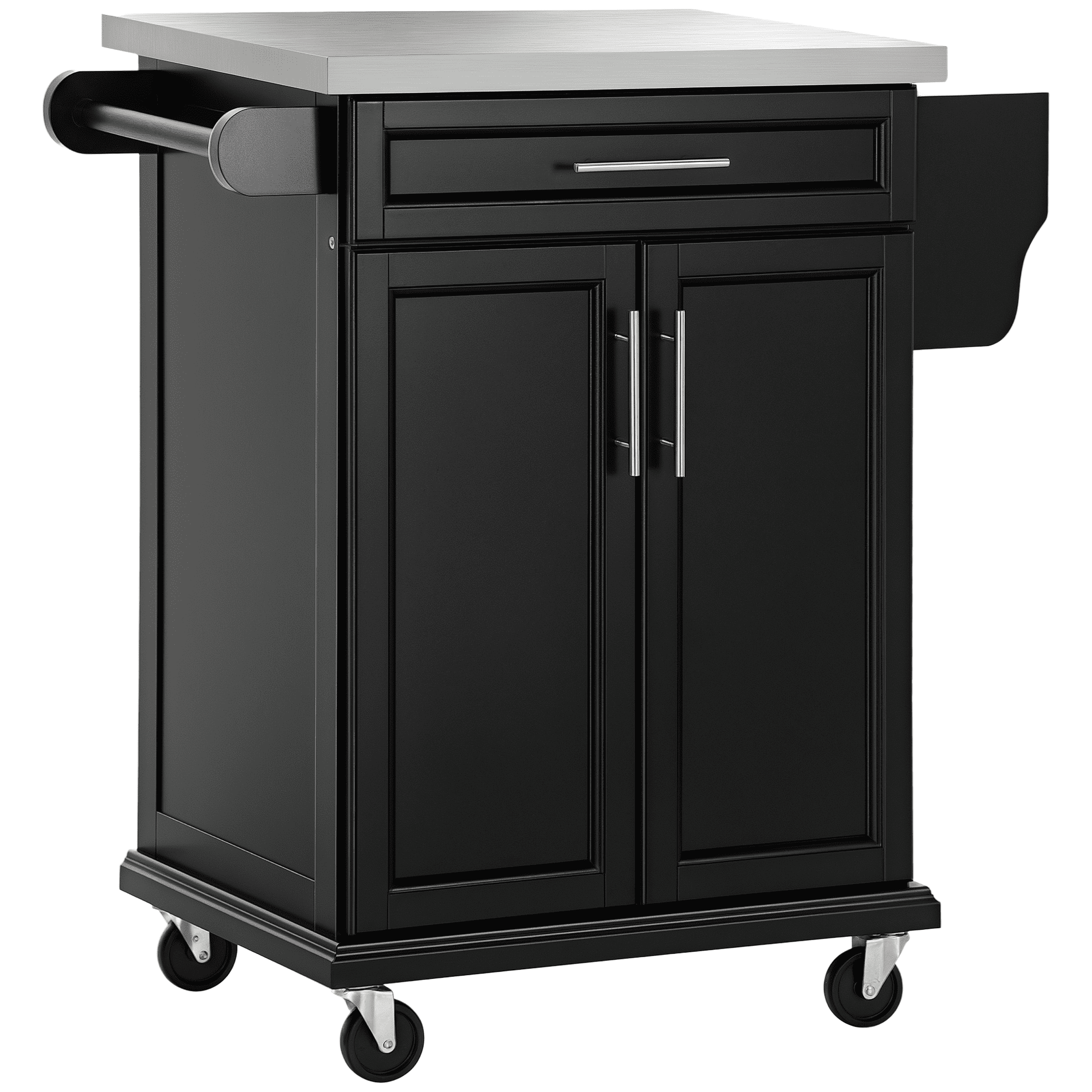 HOMCOM Kitchen Island on Wheels, Rolling Kitchen Cart with Stainless ...