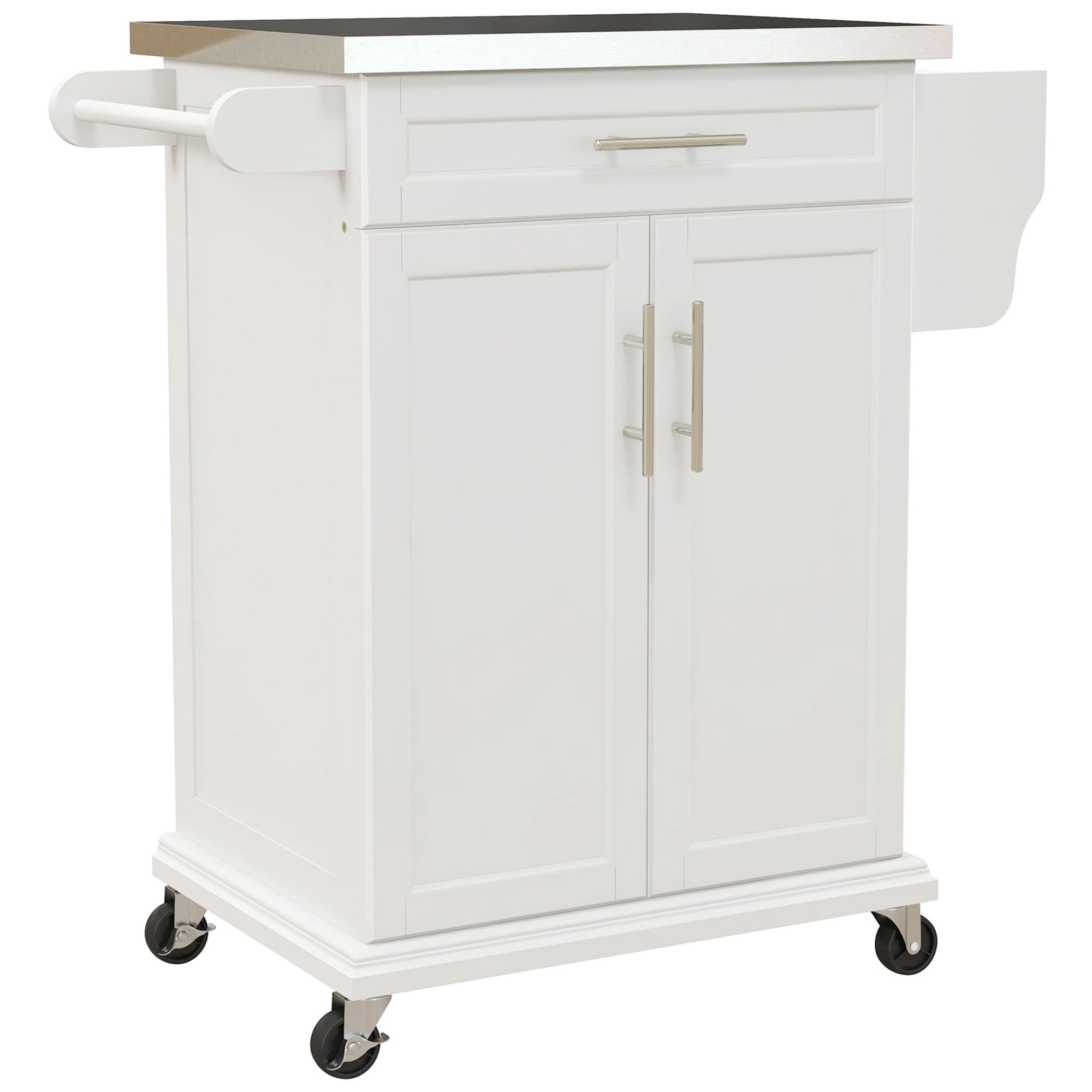 HOMCOM Kitchen Island on Wheels, Rolling Kitchen Cart with Stainless ...