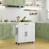 HOMCOM Kitchen Island with Storage and Power Outlets, Rolling, White ...