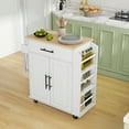 HOMCOM Kitchen Island with Storage and Power Outlets, Rolling, White ...