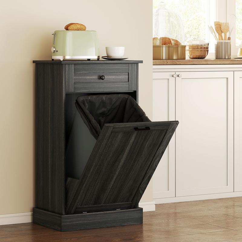 HOMCOM Kitchen Tilt Out Trash Bin Cabinet Free Standing Recycling ...