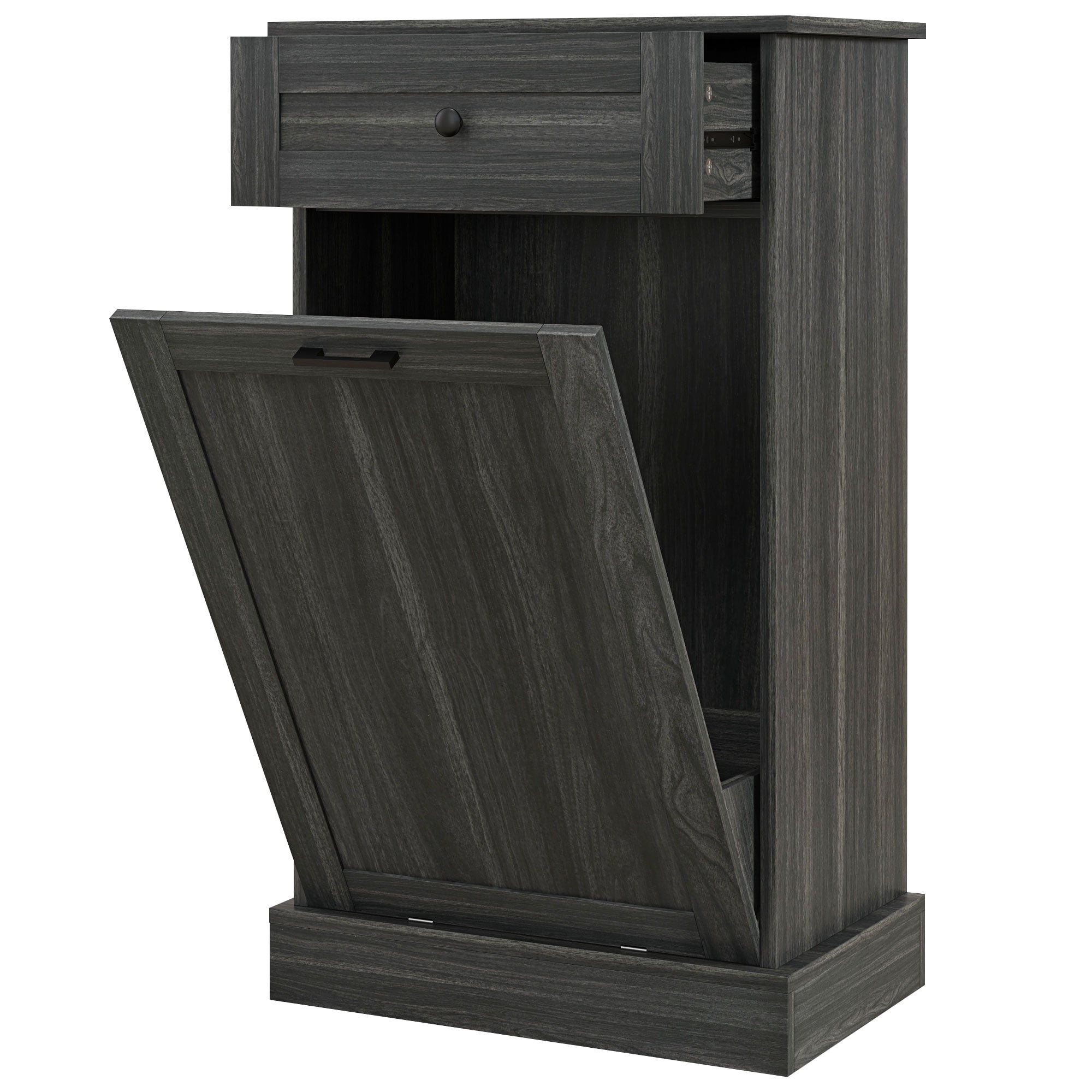 HOMCOM Kitchen Tilt Out Trash Bin Cabinet, Free Standing Recycling ...
