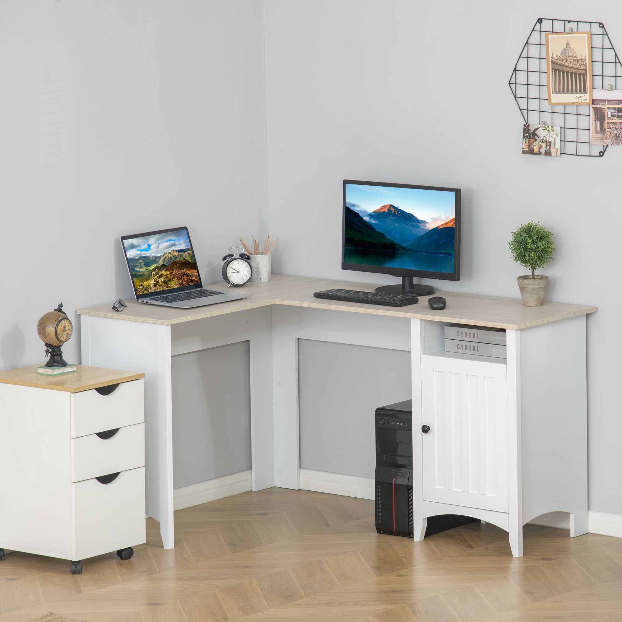 Free Shipping! HOMCOM L-Shaped Computer Desk with Open Shelf and ...