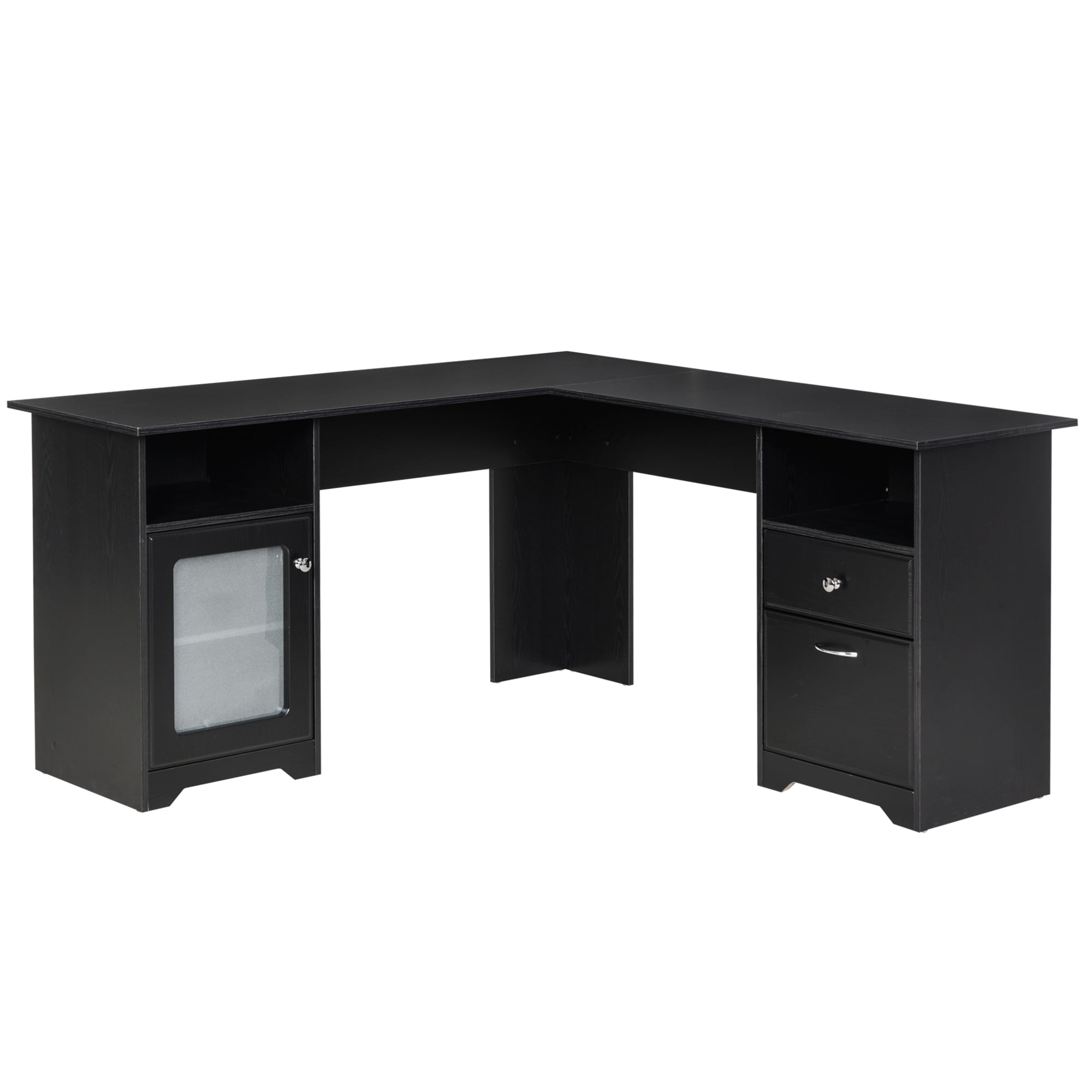 HOMCOM L-Shaped Corner Computer Desk PC Workstation Student Writing ...