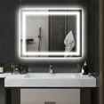 HOMCOM LED Bathroom Mirror, 35" x 28" Backlit/Front Lit LED Mirror ...