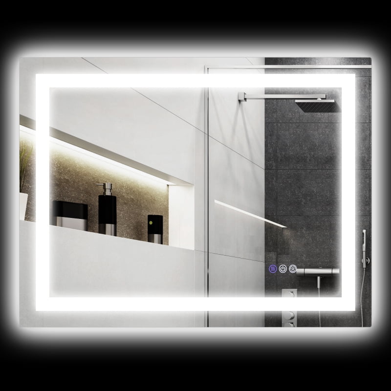 HOMCOM LED Bathroom Mirror with Lights, 32" x 24" Backlit Front Lit LED ...