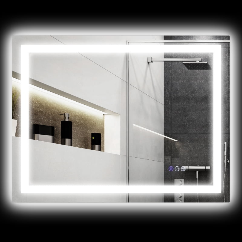HOMCOM LED Bathroom Mirror with Lights, 35" x 28" Backlit Front Lit LED ...