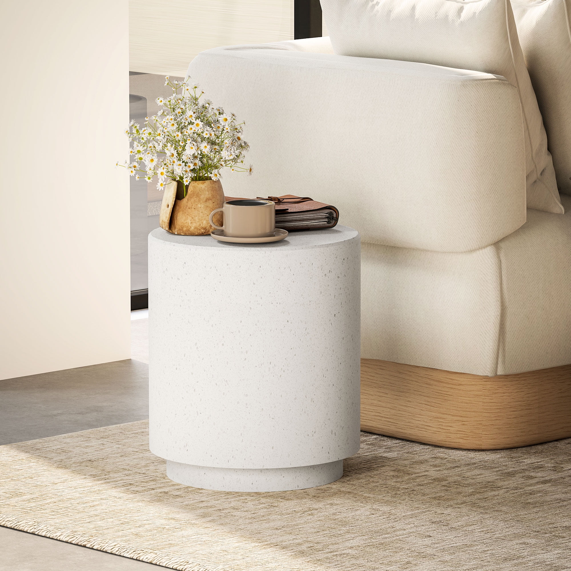 HOMCOM Lightweight Accent Table with Terrazzo Finish, Round Side Table ...