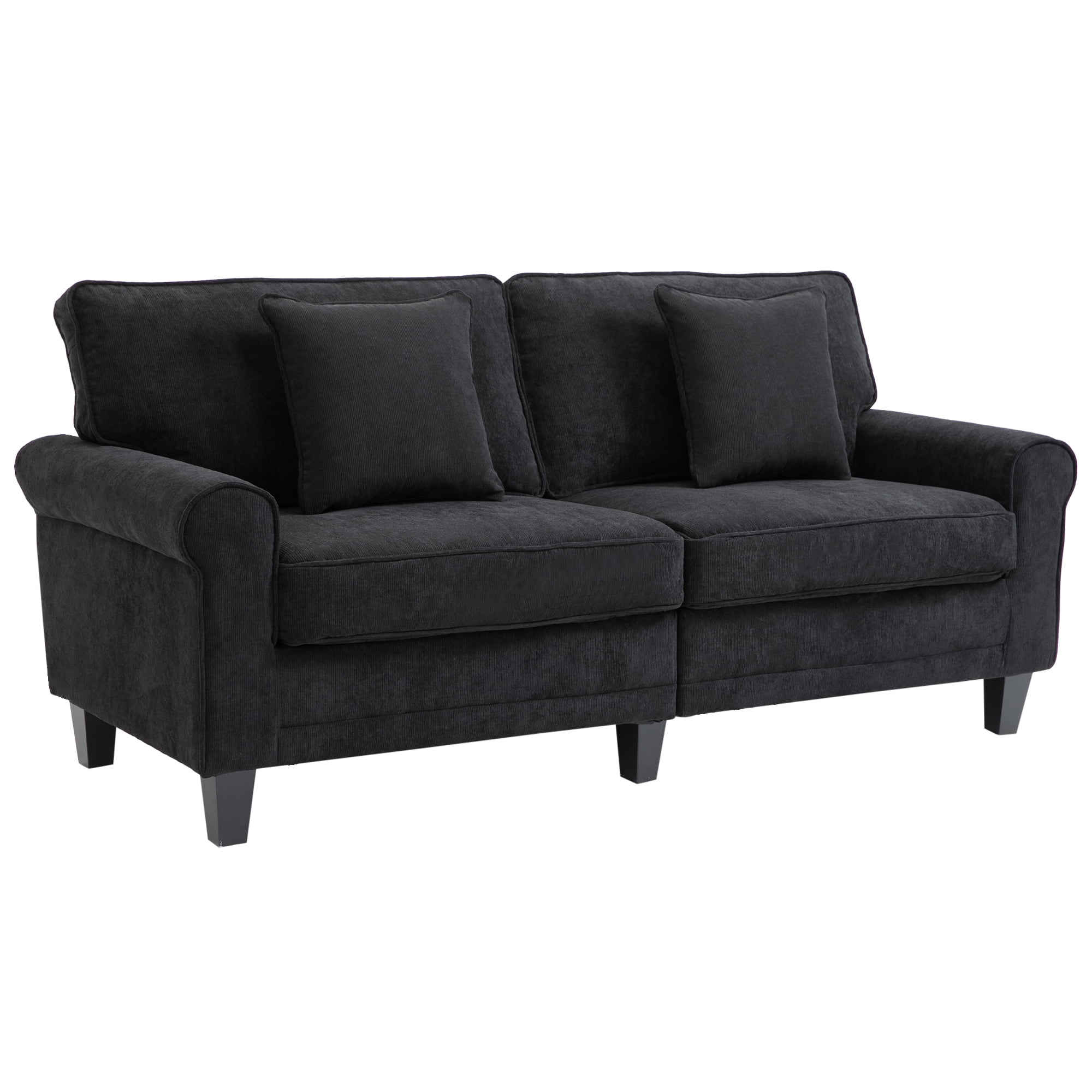 HOMCOM Modern 3-Seater Sofa 78" Thick Padded Comfy Couch with 2 Pillows ...