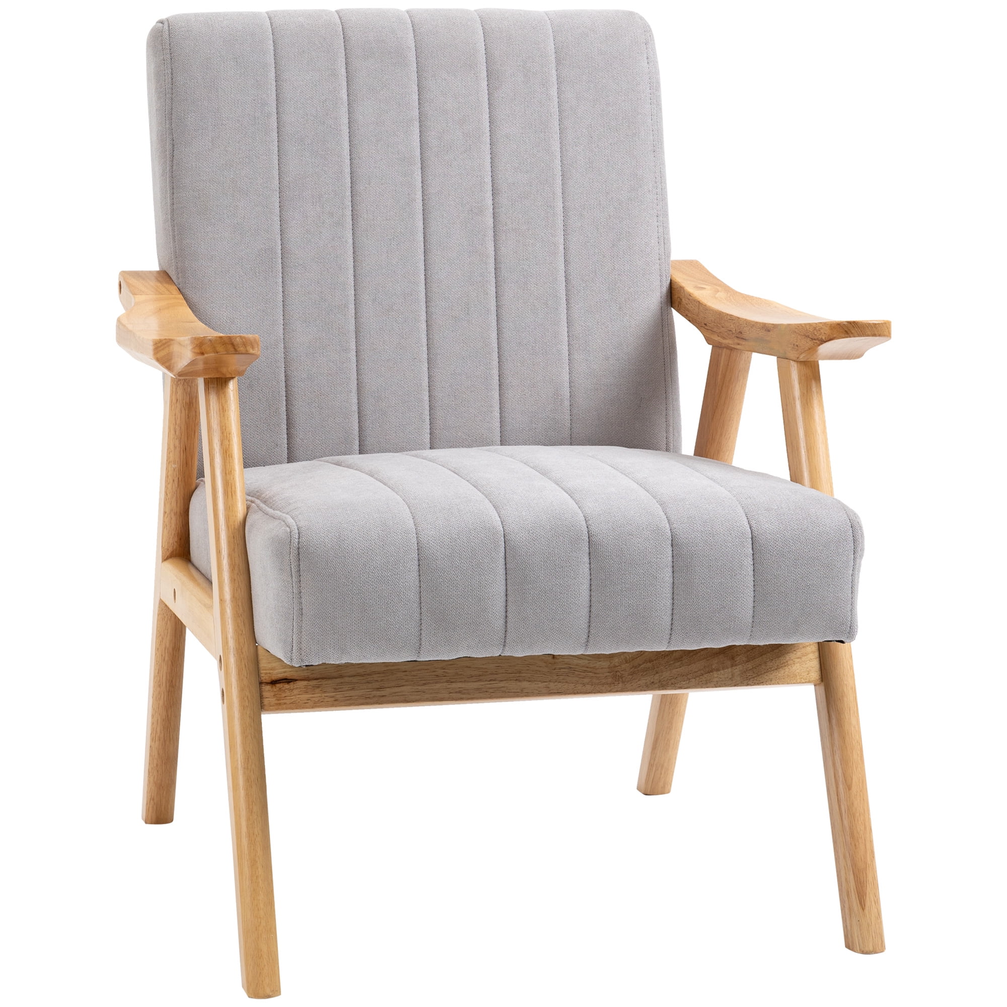 HOMCOM Modern Accent Chair with Wood Legs, Light Gray - Walmart.com